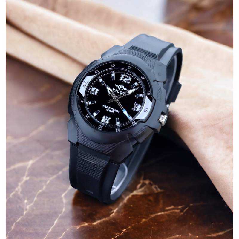 Jual JAM TANGAN PILOT STRAP KARET ANALOG JAM TANGAN PRIA WANITA ...