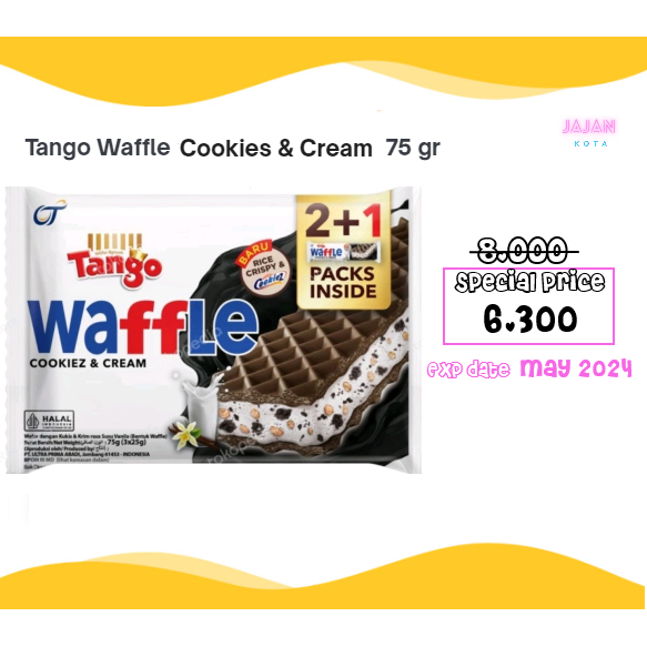 Jual Tango waffle cookies and cream 75 gram | Shopee Indonesia