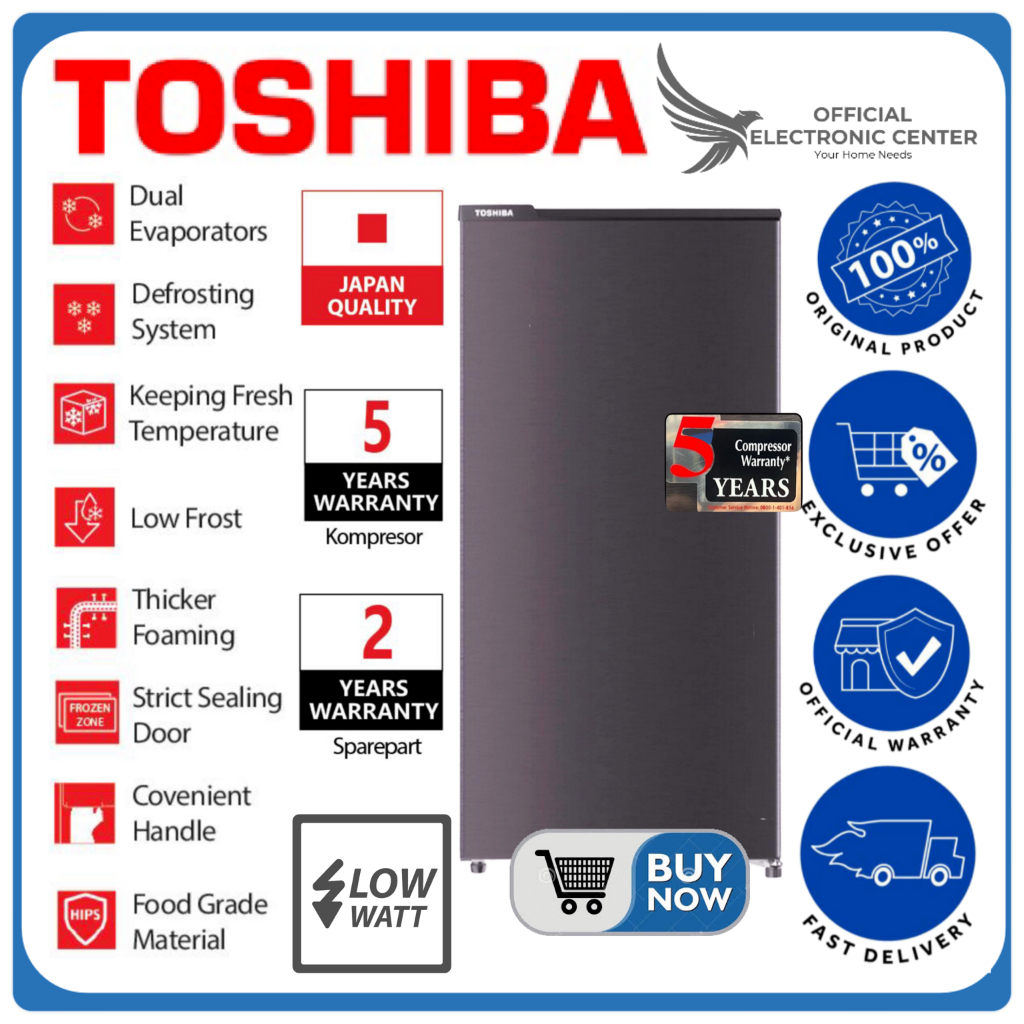 Jual TOSHIBA KULKAS 1 PINTU 151L GR-RD196CC-DMF RD196CC SUPER LOW WATT EXTRA BIG FREEZER LEMARI ...