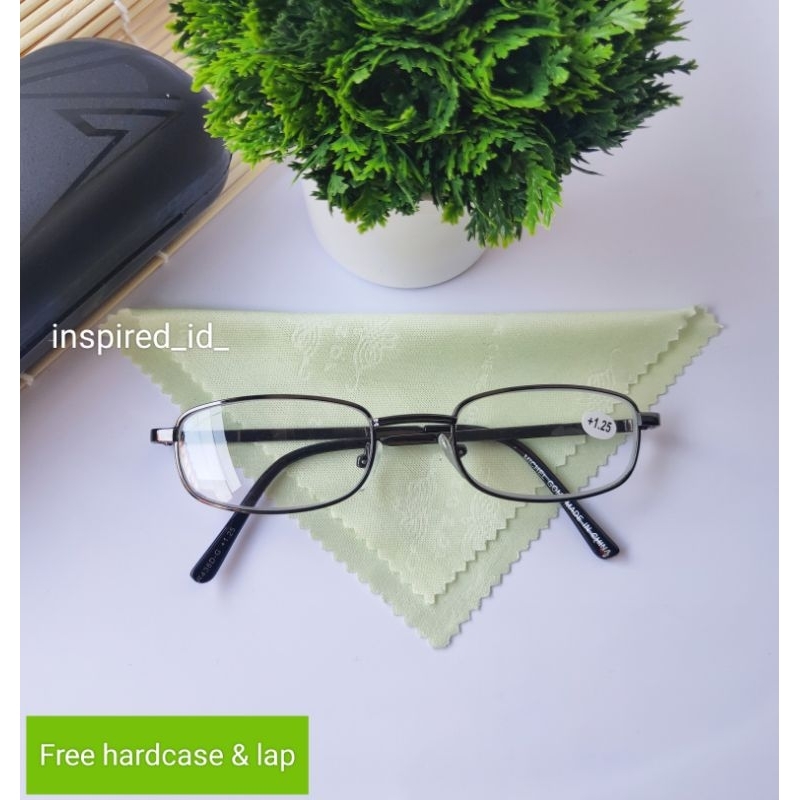 Jual Kacamata Baca Plus Lensa Asli Kaca Frame Metal | Shopee Indonesia