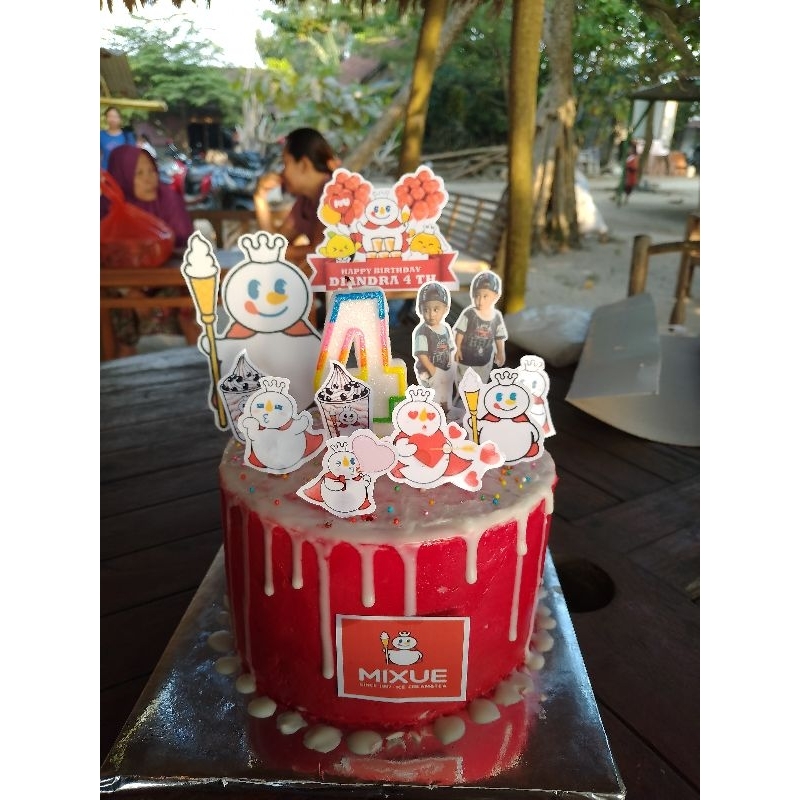 Jual Topper ulang tahun mixue/ hiasan kue tart /free request nama ...