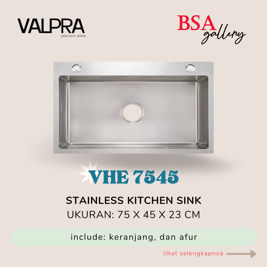 Jual KITCHEN SINK VALPRA 7545 / BAK CUCI PIRING STAINLESS 1 LUBANG ...