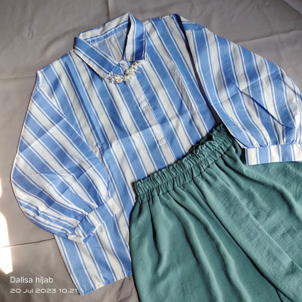 Jual Oneset Loly Denim Setcel Wanita Polycotton Mix Crinkle Airflow BY ...