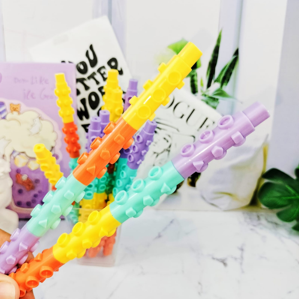Jual Pulpen Gel Lego Susun Super Unik Pen Lucu tinta hitam Harga ...