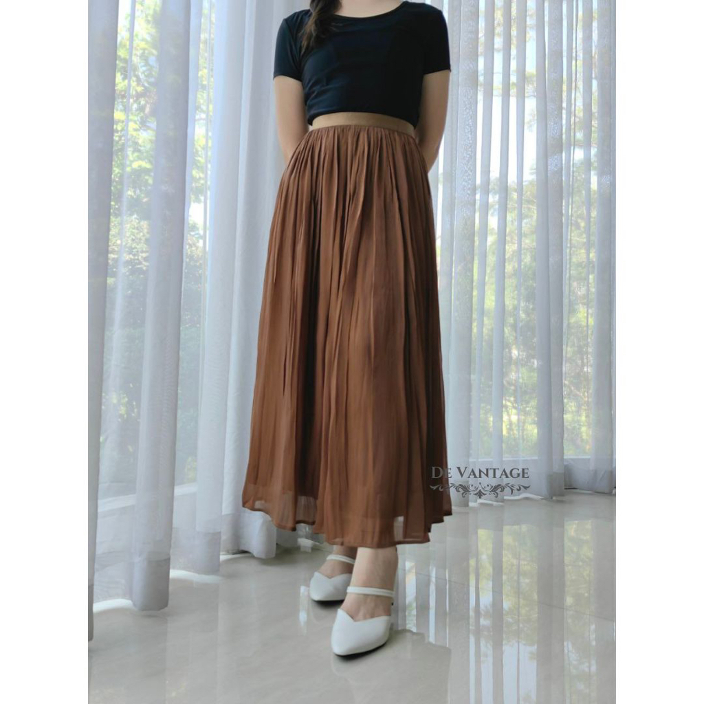 Jual Rok Plisket Shimmer / Rok Maxi Silk Wanita | Shopee Indonesia