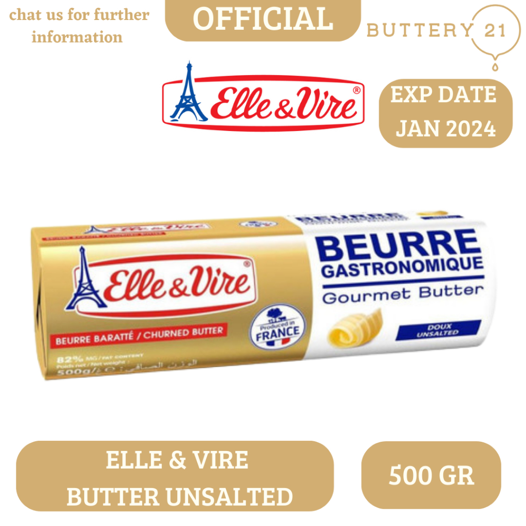 Jual ELLE & VIRE BUTTER UNSALTED 500 GR ELLE BUTTER ROLL UNSALTED ...