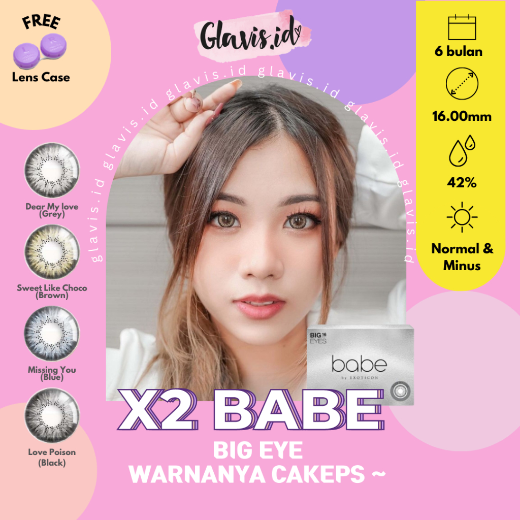 Jual Softlens X2 BABE - Dear My Love Gray Love Poison Sweet like choco ...