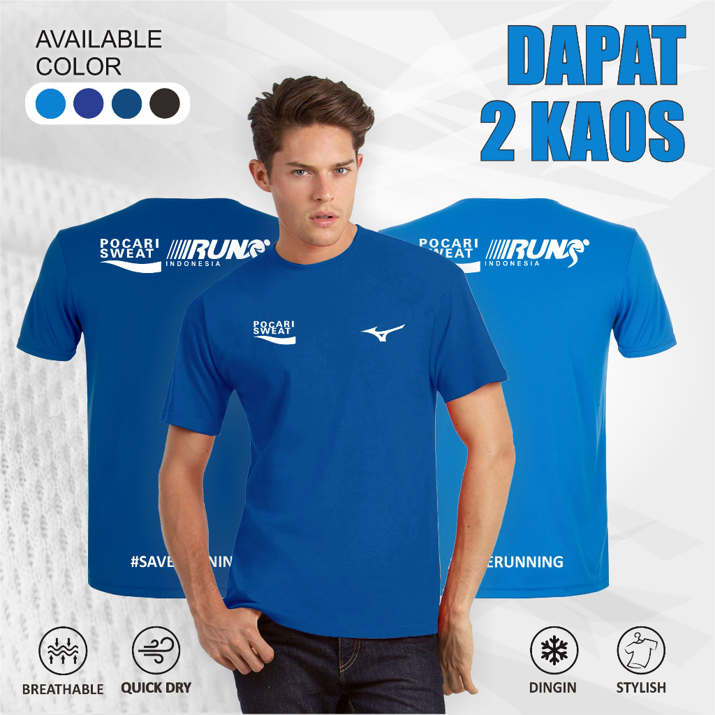 Jual Paket 2 PCS Baju Running Pria Kaos Olahraga Lari Atasan Jersey ...