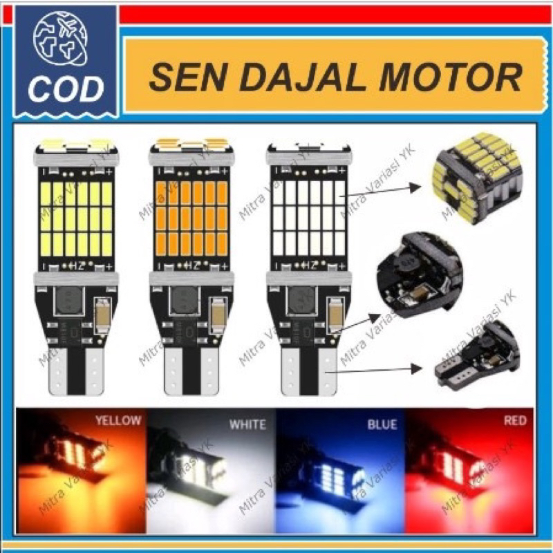 Jual LED SUPER BRIGHT - SEIN DAJJAL - T10 T15 W16W CANBUS SENJA, SEIN, MUNDUR 45 TITIK SEN ...