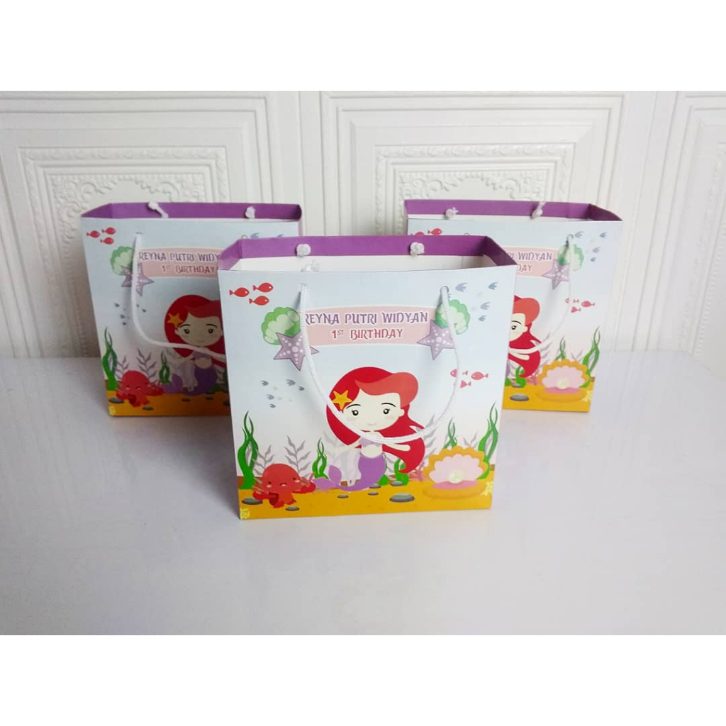 Jual paperbag mermaid / wadah snack mermaid / paperbag custom mermaid ...