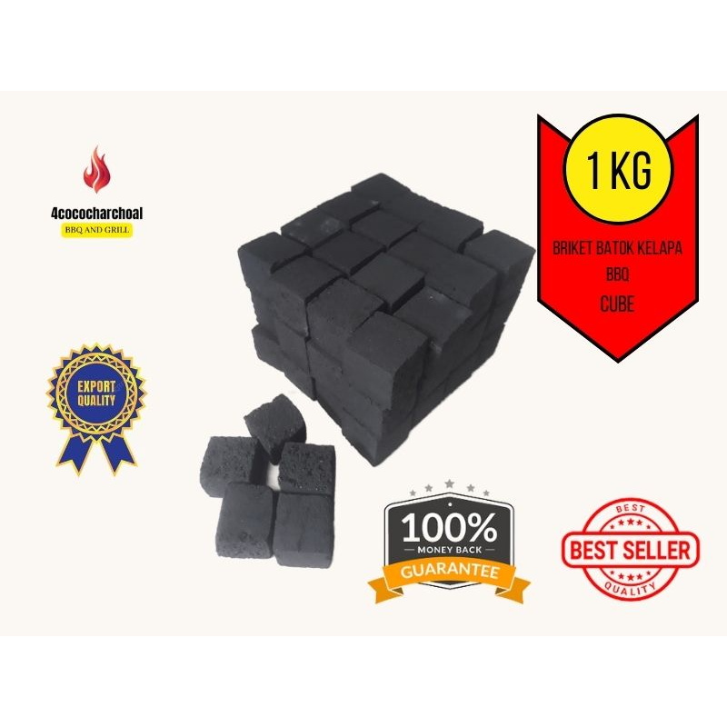 Jual arang/briket/briket arang batok kelapa cube 1kg | Shopee Indonesia