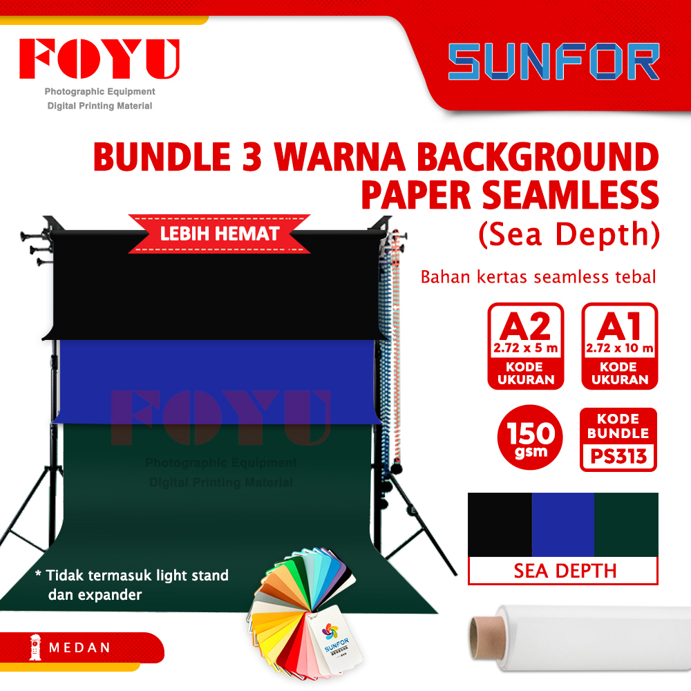 Jual Bundle 3 Warna Background Backdrop Layar Studio Foto Video Paper ...