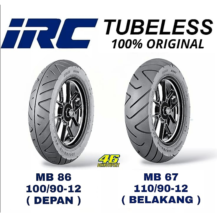 Jual BAN LUAR MOTOR MATIC [ IRC ] MB86 100/90 & MB67 110/90 RING 12 TUBLES TUBELESS - SCOOPY ESP ...