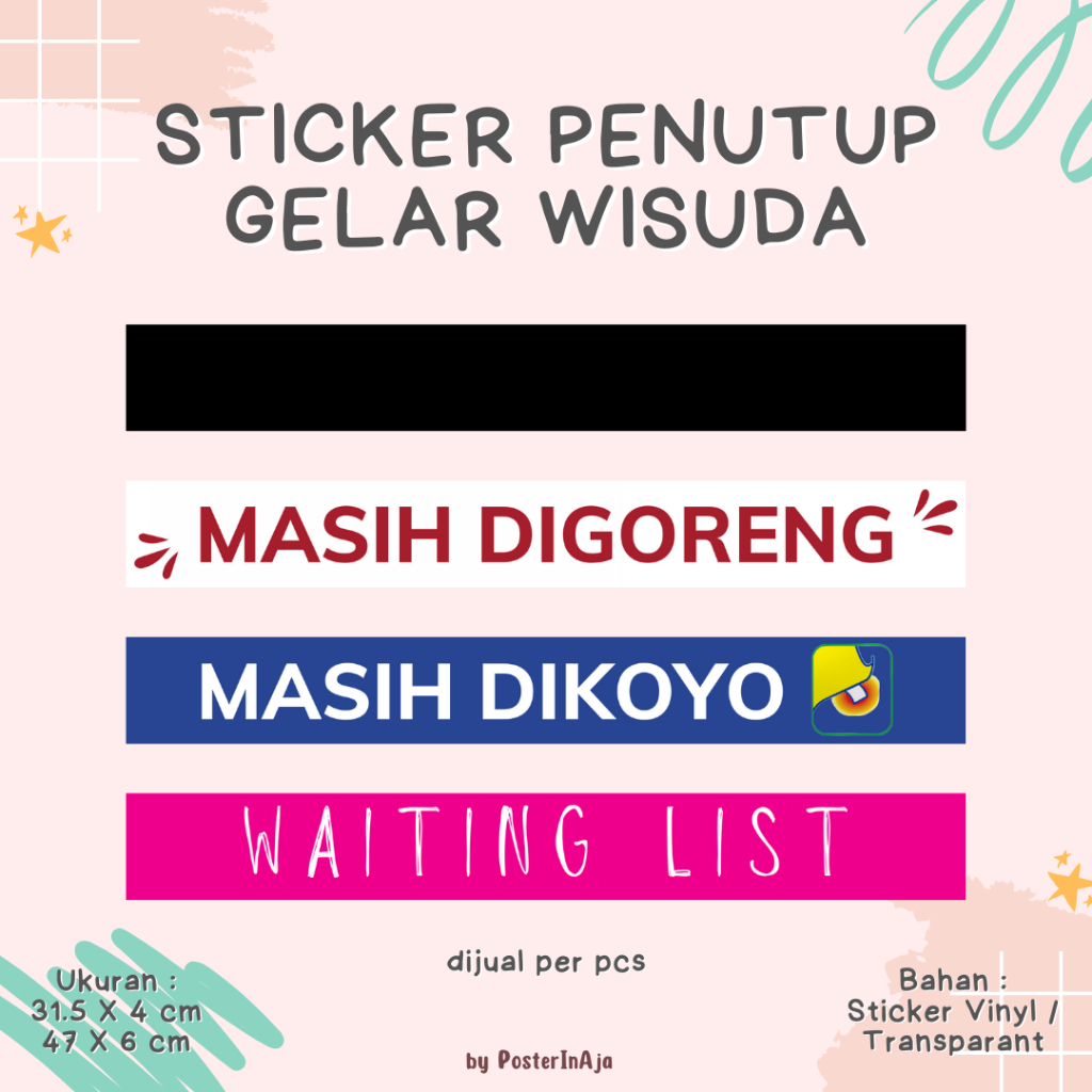 Jual Sticker Stiker Penutup Gelar untuk Banner Wisuda ke- LULUS an ...