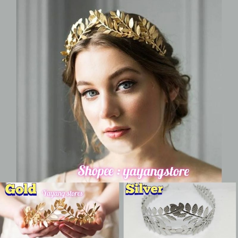 Jual Mahkota daun emas / Headpiece Tiara Aksesoris Hiasan Kepala daun ...