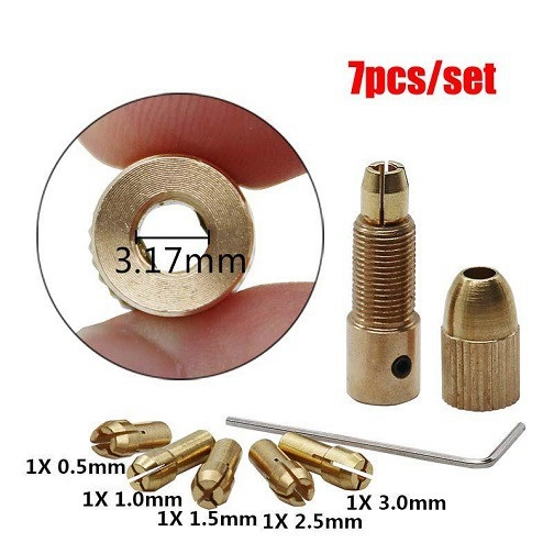 Jual 7in1 5pcs Chuck set 3.17mm Micro Twist Drill Electric Collet Motor ...