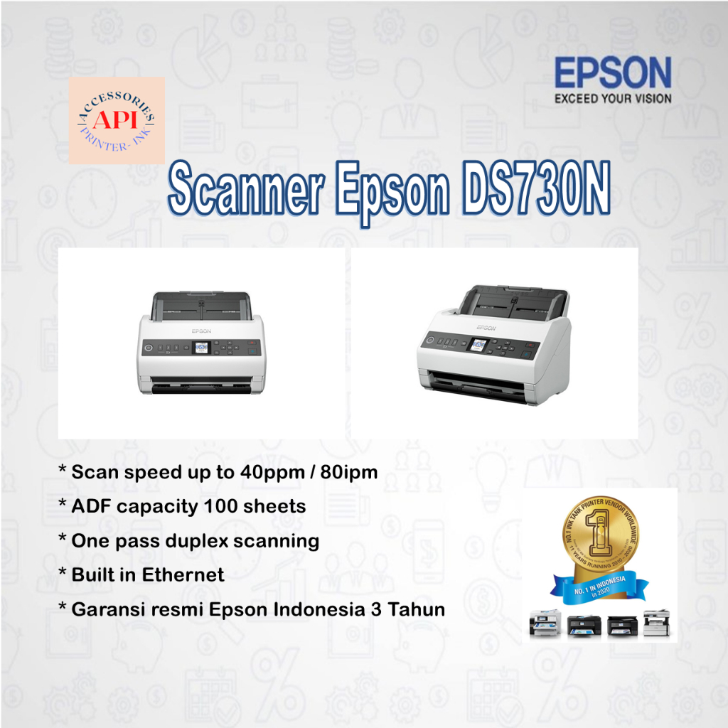 Jual Scanner Epson WorkForce DS730N DS-730N DS 730 N - Duplex LAN Bisa ...