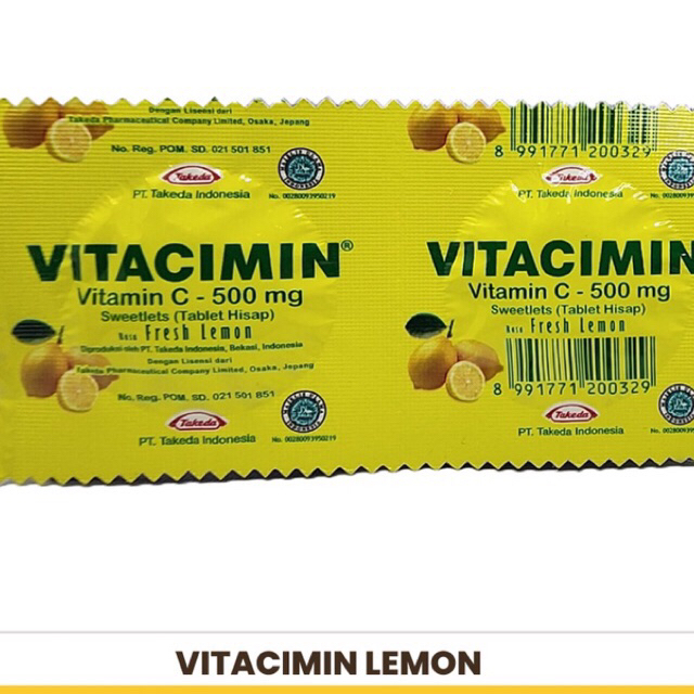 Jual TABLET HISAP VITACIMIN VITAMIN C 500MG RASA FRESH LEMON (KUNING ...