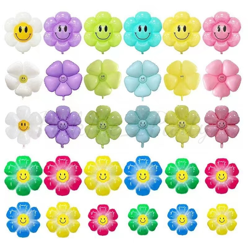 Jual Balon Foil Karakter Bunga Daisy Smile Ukuran / Balon Bunga Pastel ...