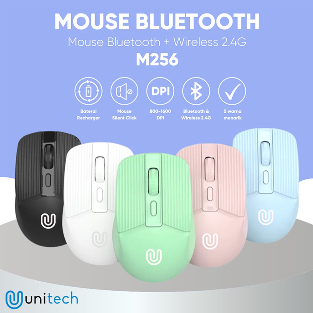 Jual UNITECH M256 MOUSE DUAL MODE WIRELESS+BLUETOOTH RECHARGER - DISASS ...