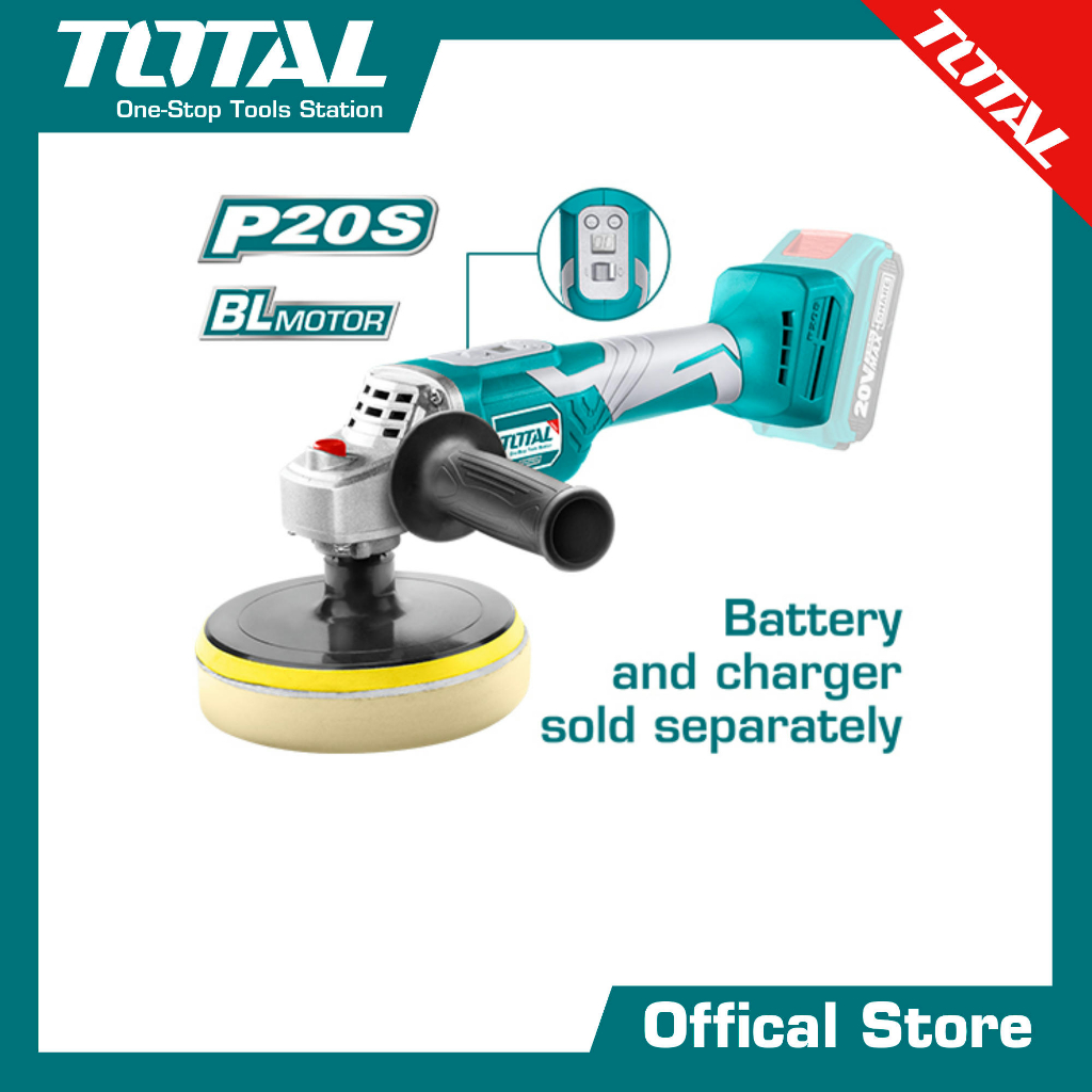 Jual Cordless Polisher Baterai 20V TOTAL 6" Mesin Poles TAPLI2001 BL ...
