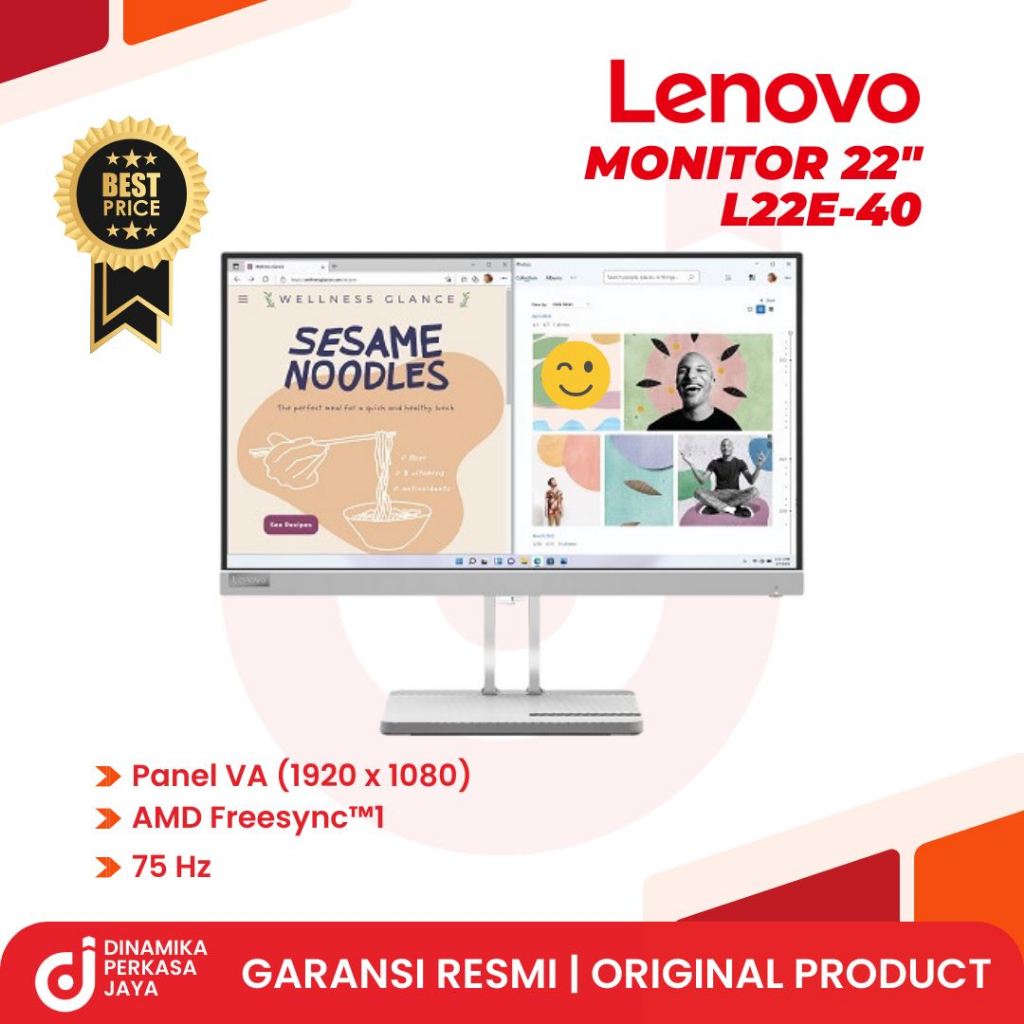 Jual Monitor lenovo 22" LED L22E-40 75hz FHD | Shopee Indonesia