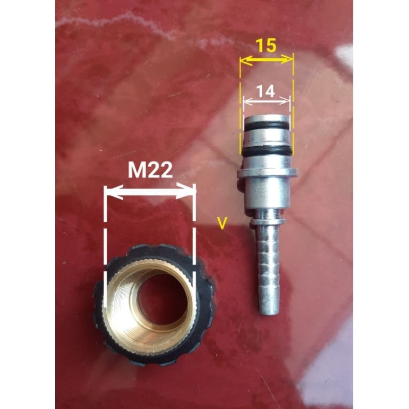 Jual Custom fitting nepel selang jet cleaner / high pressure washer universal M22 - 14/15 ...