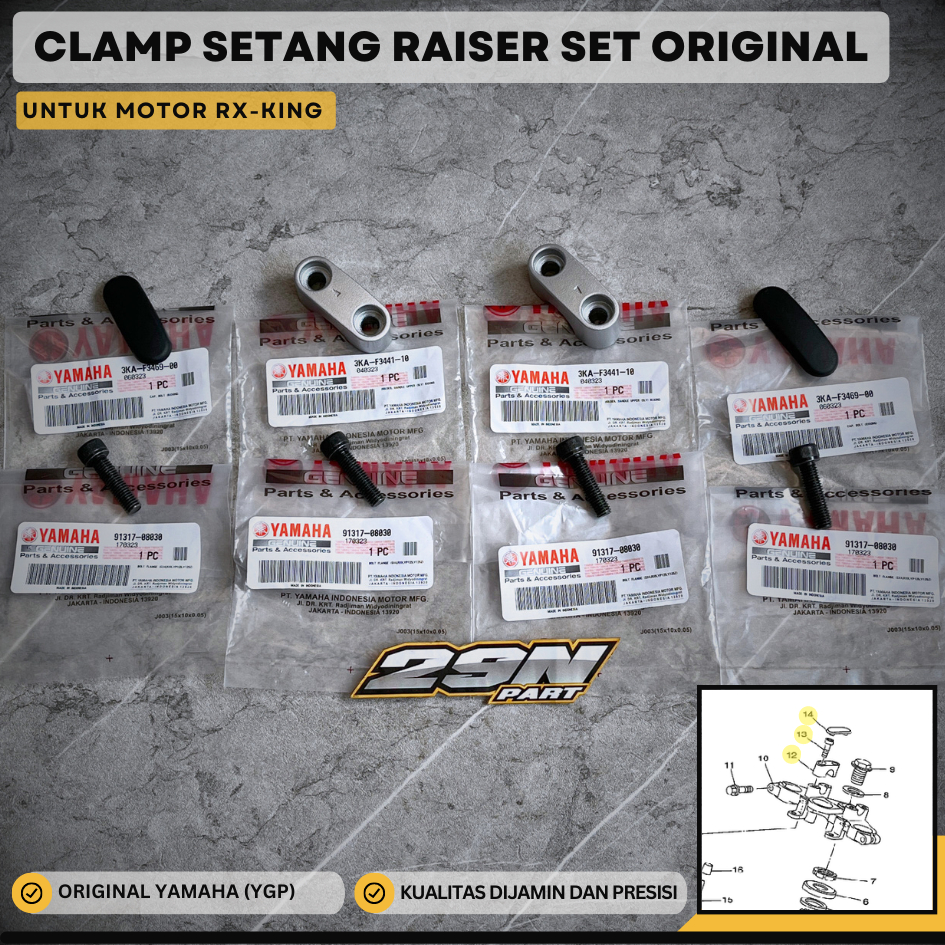 Jual RAISER STANG ORI + BAUT + CLAMP TUTUP RX KING SET (ORIGINAL ...