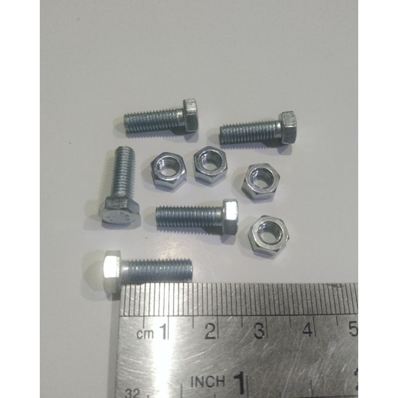 Jual Baut + mur putih BMP M5 x 15 mm galvanis ( kunci 8 ) | Shopee Indonesia