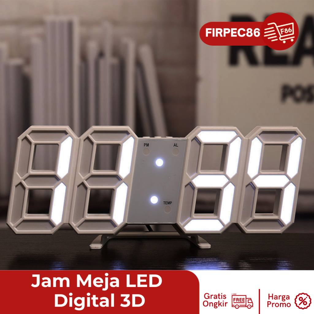 Jual Jam Meja LED dan Jam Dinding Digital Led 3D Clock Meja Alarm ...