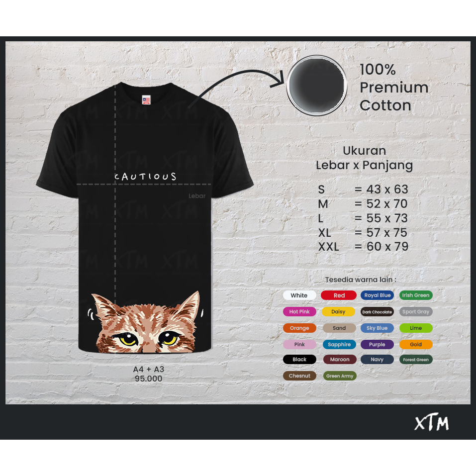 Jual Kaos Katun Premium Cat Collection / Gambar Kucing Besar UNISEX ...
