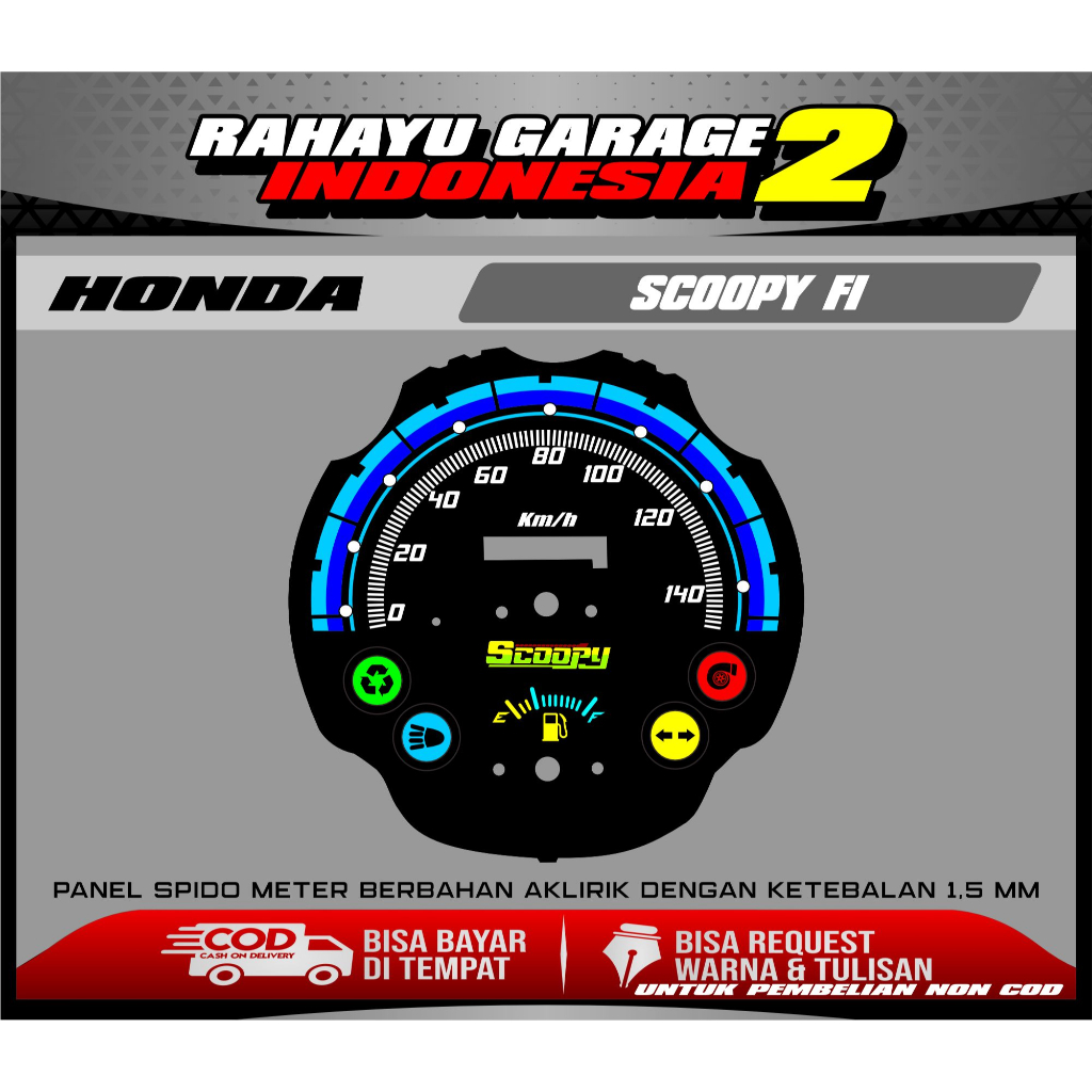 Jual papan speedometer custom scoopy fi panel spido meter custom scoopy ...