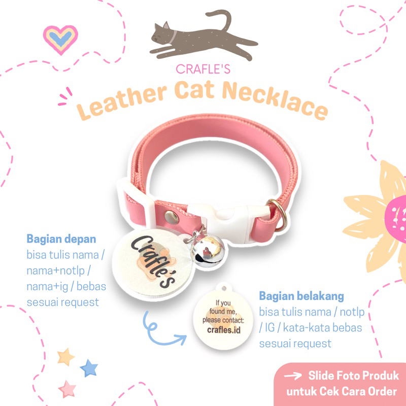 Jual [FREE LONCENG + CUSTOM NAMA] CRAFLE'S LEATHER CAT NECKLACE PASTEL ...