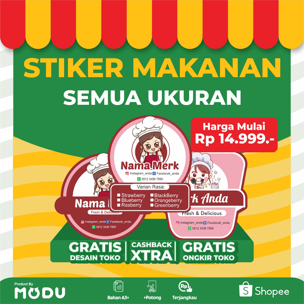 Jual STIKER MAKANAN SEMUA UKURAN CUSTOM COCOK UNTUK CATERING/SNACK ...