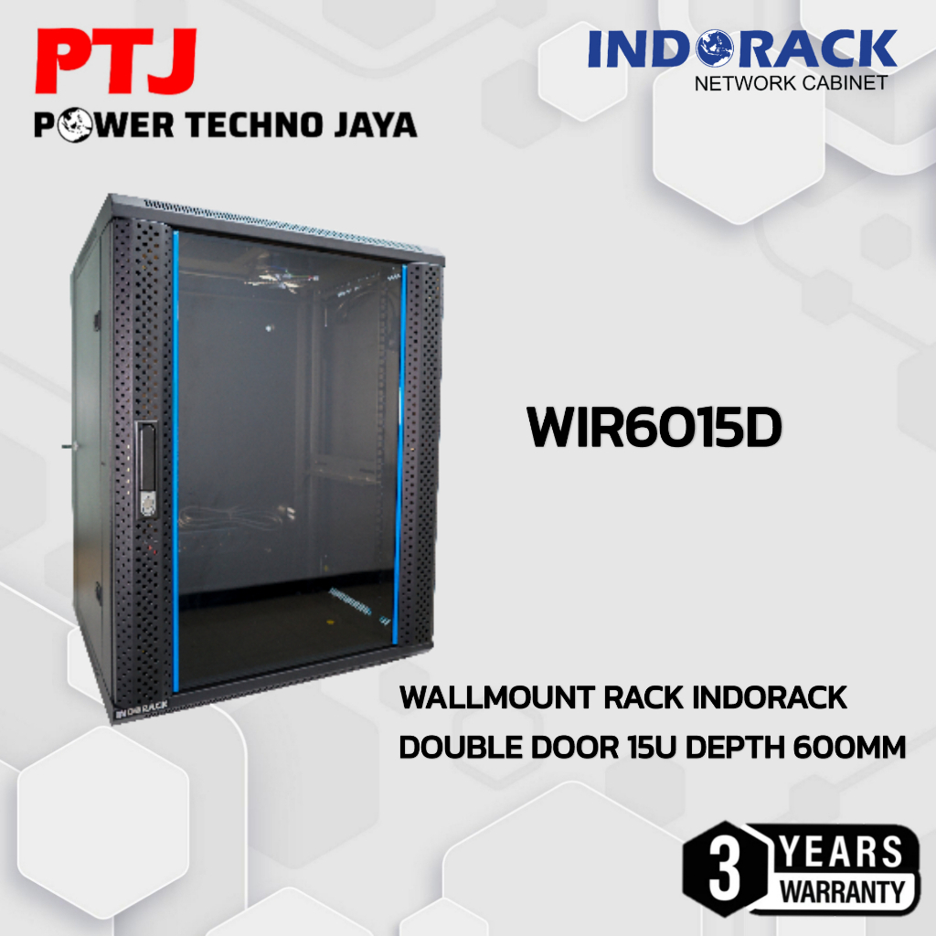 Jual Rak Server INDORACK WIR6015D Wallmount Rack Double Glass Door 15U ...