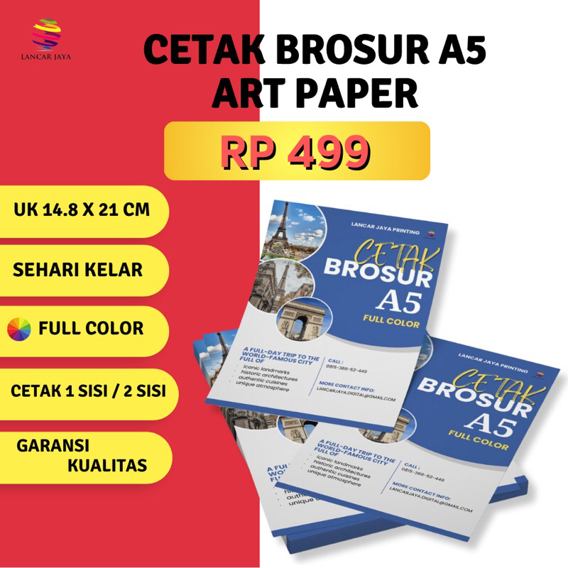 Jual CETAK BROSUR A5 TERMURAH [ 1 SISI / 2 SISI ] || CUSTOM BROSUR A5 ...