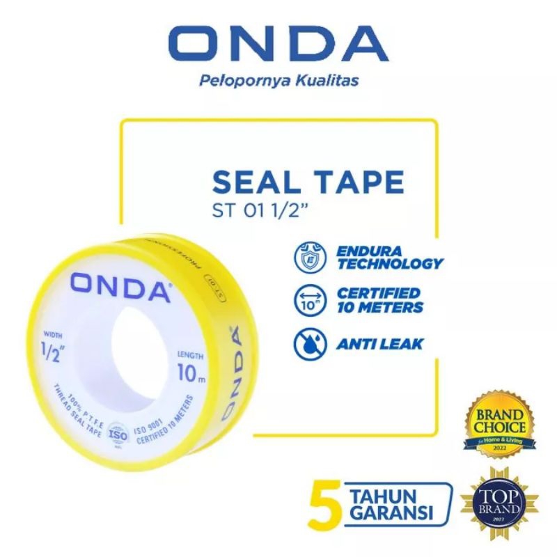 Jual SEAL TAPE ONDA 1/2 INCH 12MM (10 meter)/ SEAL TAPE GRT 1000% ...