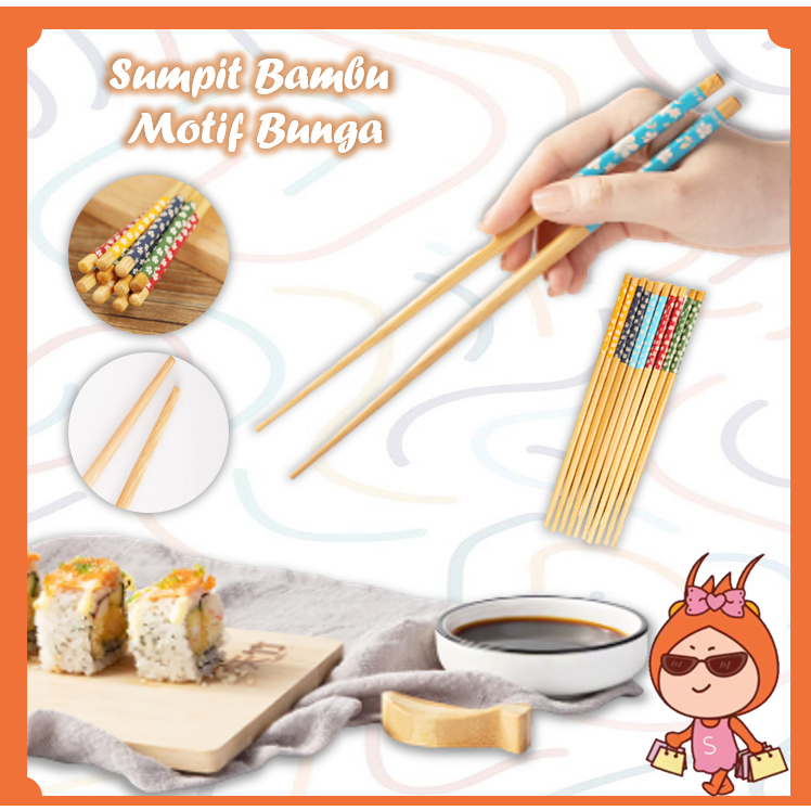 Jual Reseller Welcome - H5864 Sumpit Bambu Panjang Motif Bunga / Sumpit ...