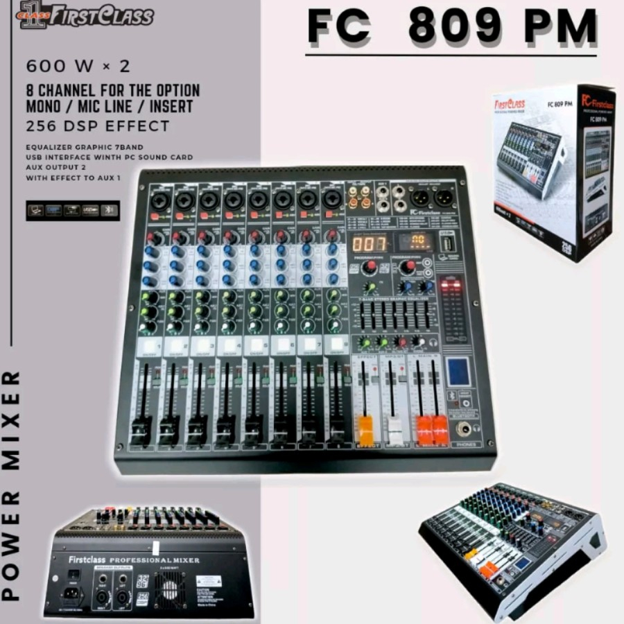 Jual POWER MIXER FIRSTCLASS FC-809 FM MIXER 8 CHANNEL FC 809 PM FC809PM ...