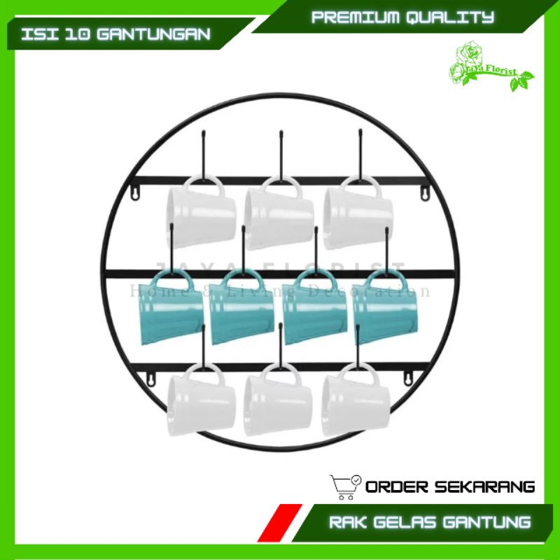 Jual Rak Gelas Gantung Rak Mug Tampel Dinding Tempat Cangkir Besi Retro ...