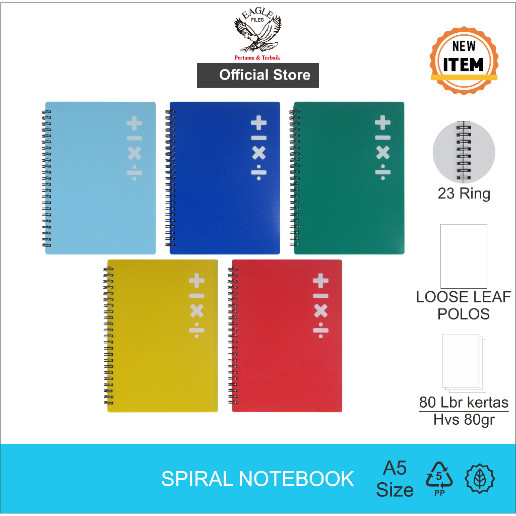 Jual Notebook Spiral A5 EAGLE Buku Tulis Polos Buku Catatan Diary Motif ...