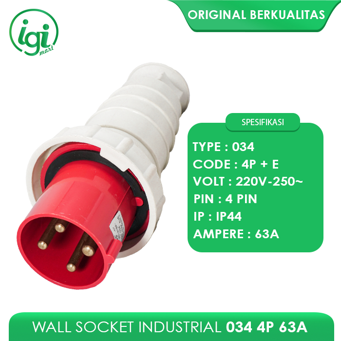 Jual SOCKET MOBILE MOUNTING 4 PIN 63A SOKET PLUG STOP KONTAK INDUSTRI 034 | Shopee Indonesia