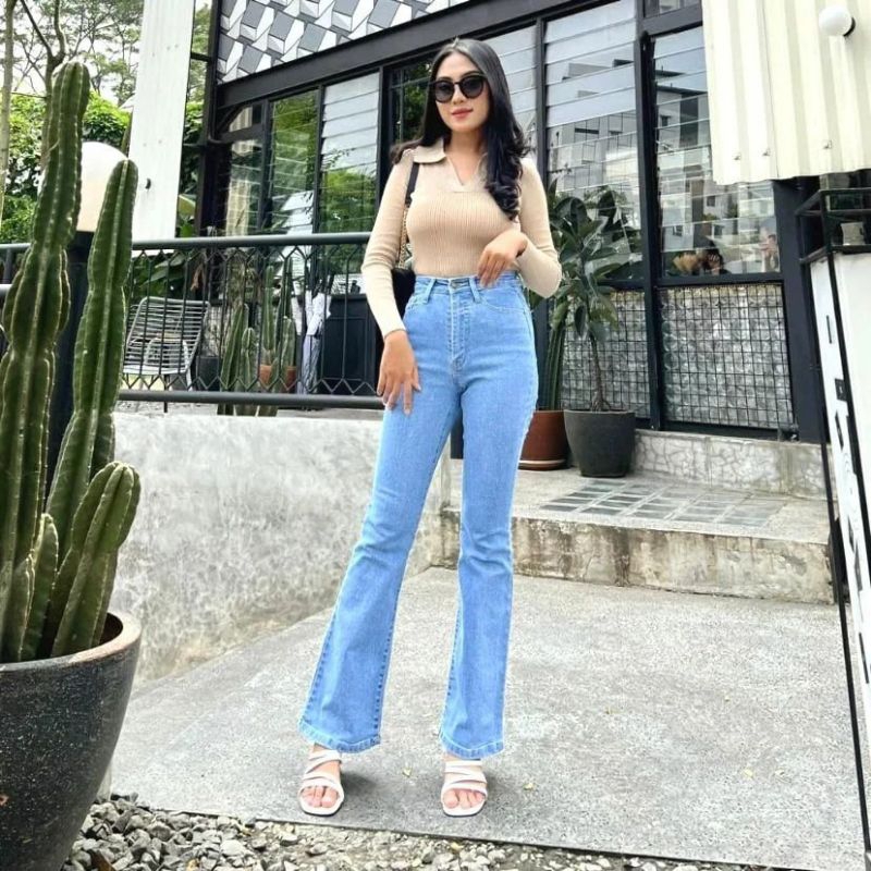 Jual celana highwaist jeans cutbray loose vol.2 || celana panjang wanita | Shopee Indonesia