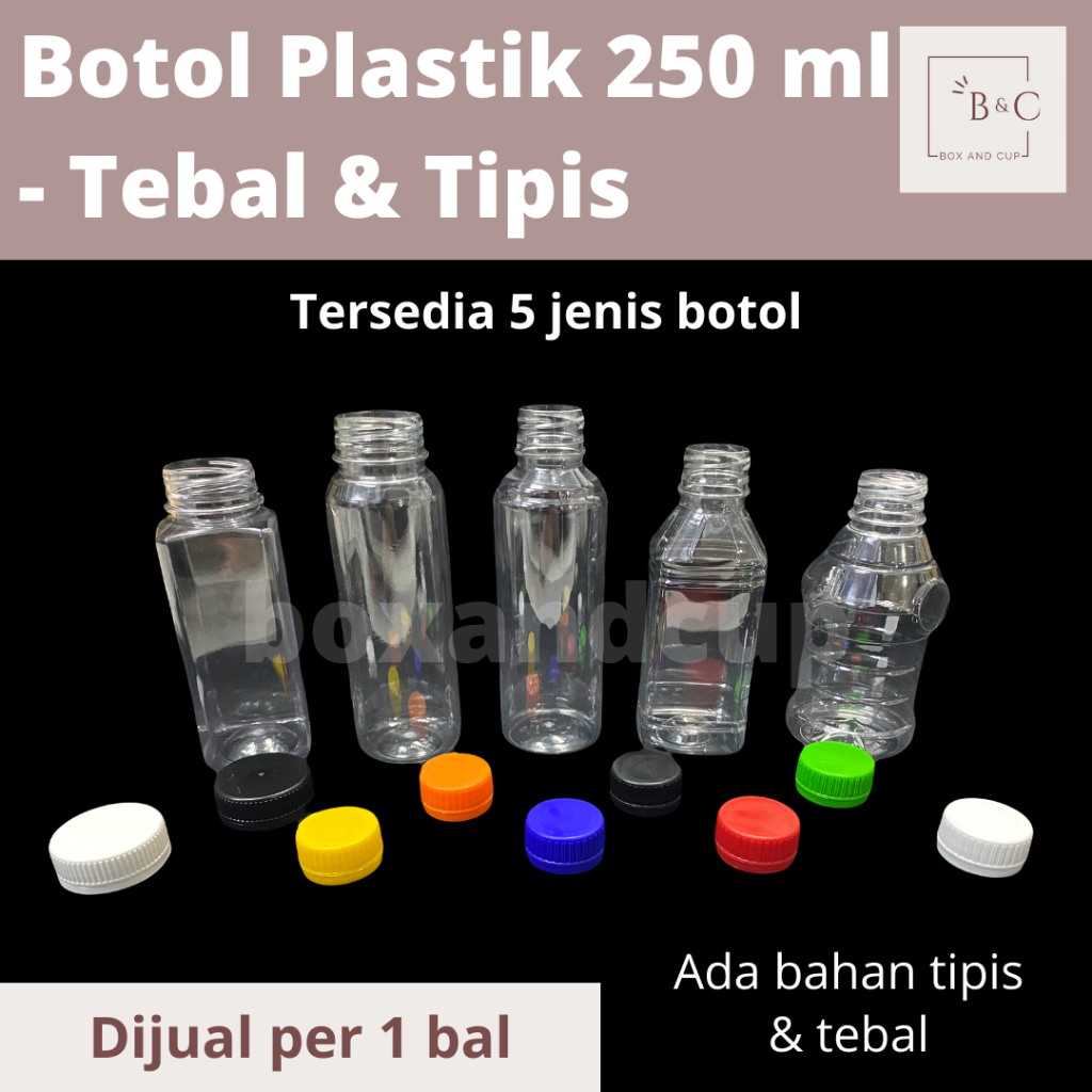 Jual [1 BAL] Botol Minuman Plastik 250 ml Almond / Kale / Lemon Kotak ...