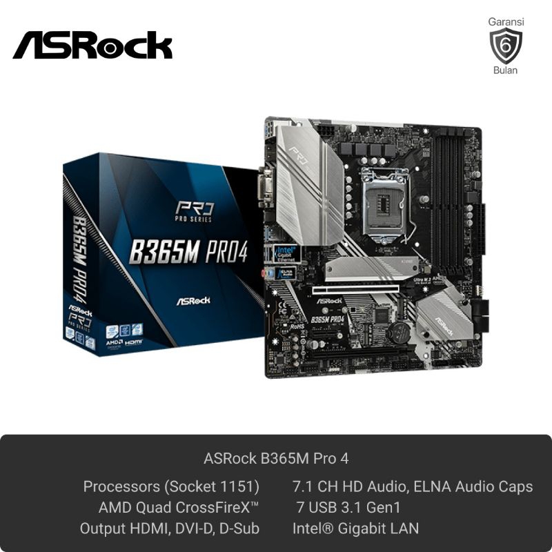 Jual ASRock B365M Pro 4 Motherboard | Shopee Indonesia