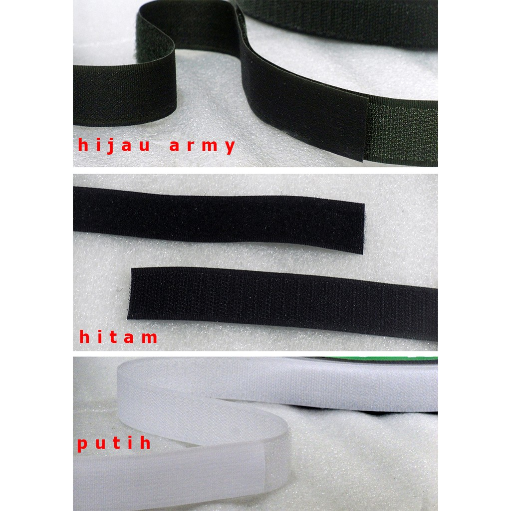 Jual Velcrow 2,5 cm Kretekan Velcro perekat Fastener hitam putih hijau ...