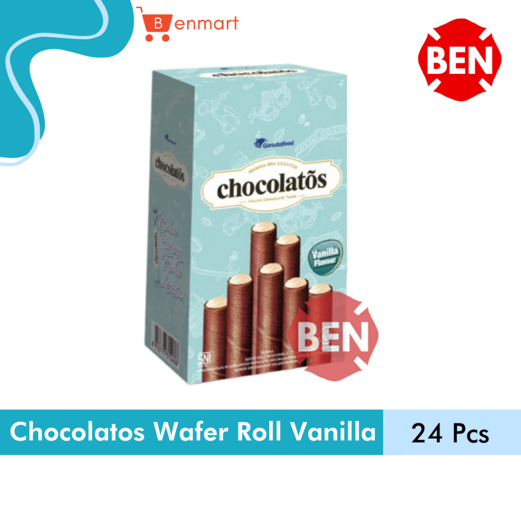 Jual Chocolatos Wafer Roll VANILLA 1 Box 24 Pcs Coklat Cokelat Vanila ...
