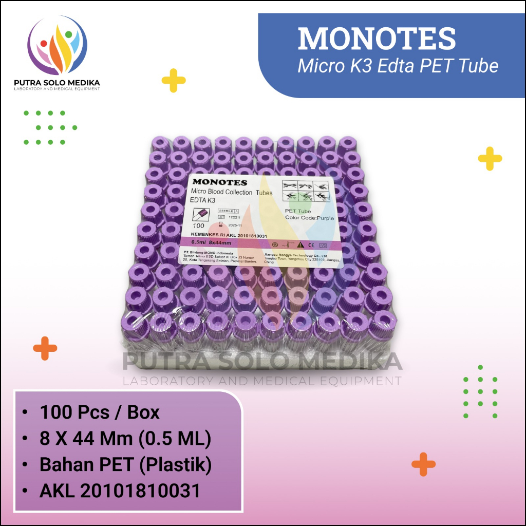 Jual Tabung Micro Tube EDTA 0,5 ml Monotes | Microtube EDTA Pet ...