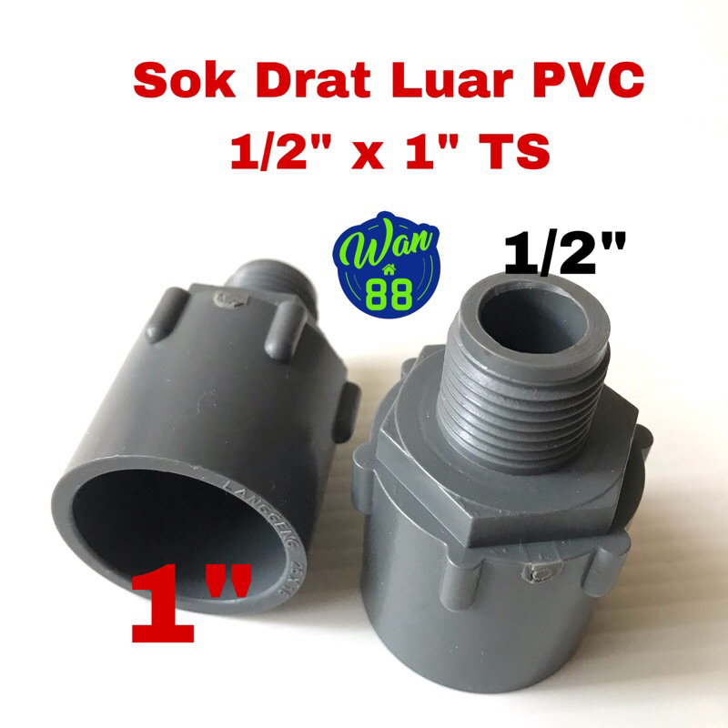 Jual Sok Drat Luar PVC 1/2” x 1” TS Langgeng | Shopee Indonesia