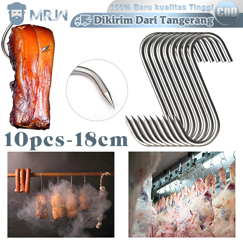 Jual 10pcs Gantungan Daging 18cm kait daging Stainless Steel Meat Hook ...